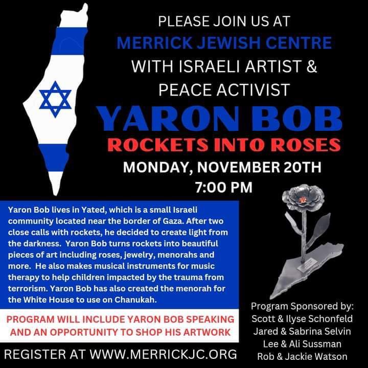 Join Israeli Artist Yaron Bob for a “Rockets Into Roses” Event on ...